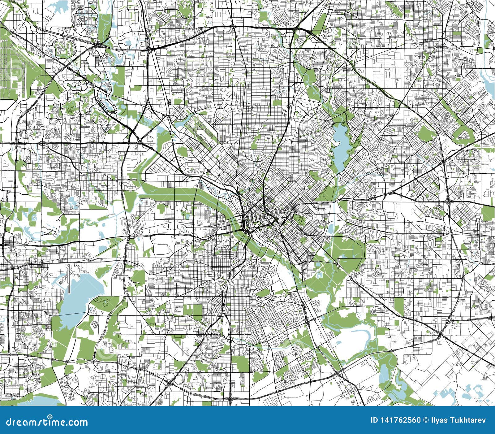 Map of the City of Dallas, Texas, USA Stock Illustration - Illustration ...