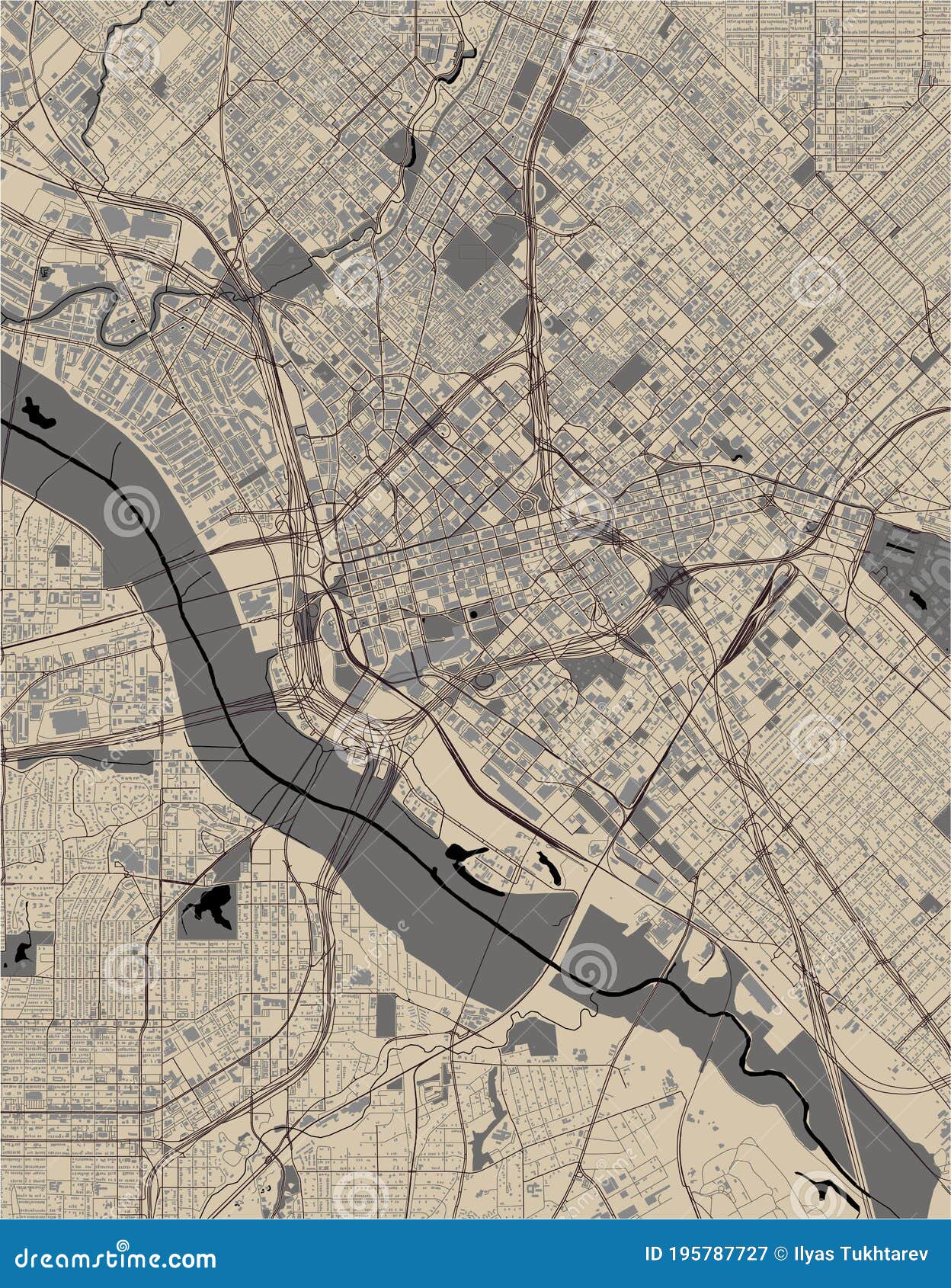 Map of the City of Dallas, Texas, USA Stock Vector - Illustration of ...