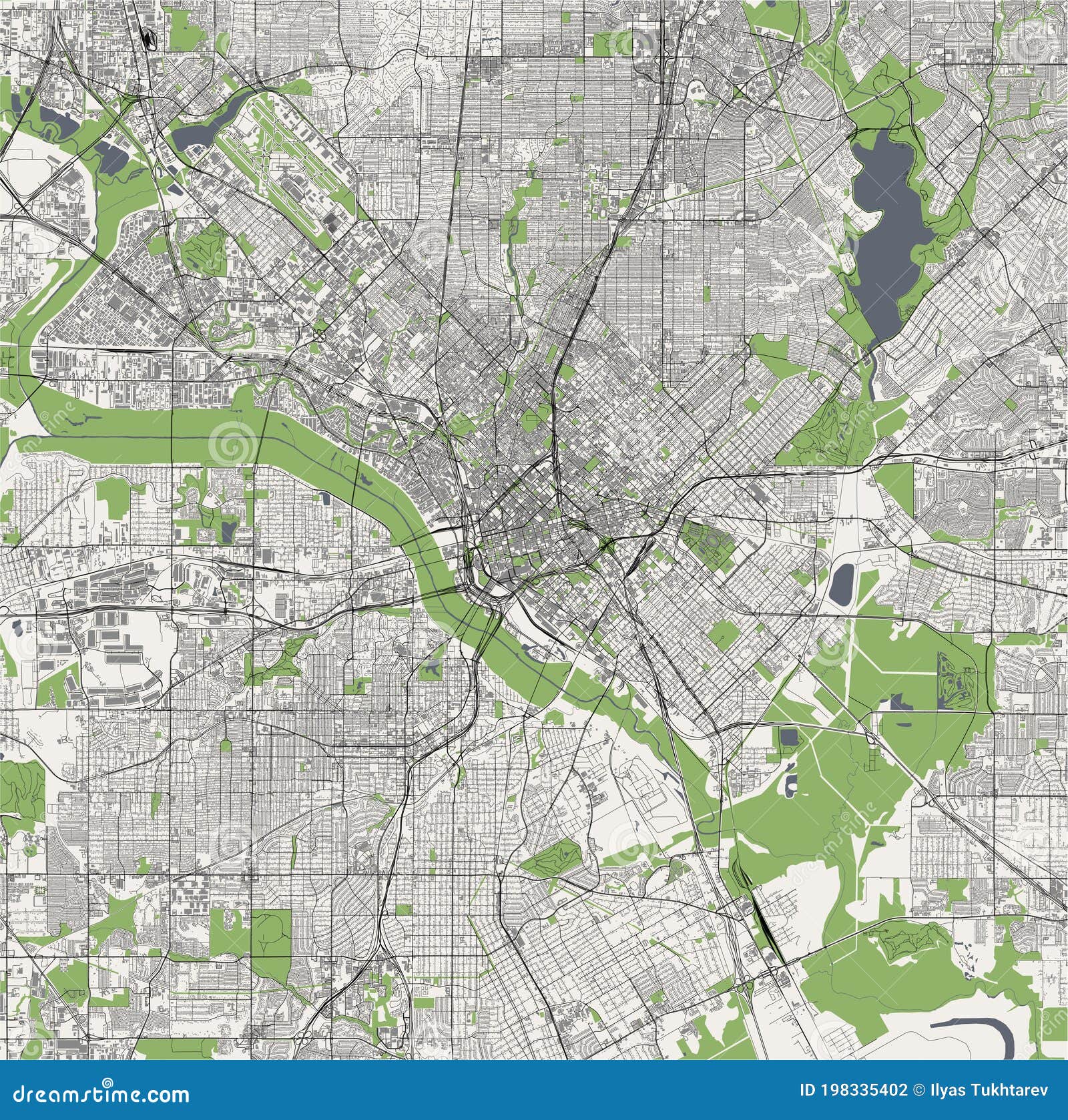 Map of the City of Dallas, Texas, USA Stock Photo - Image of city ...