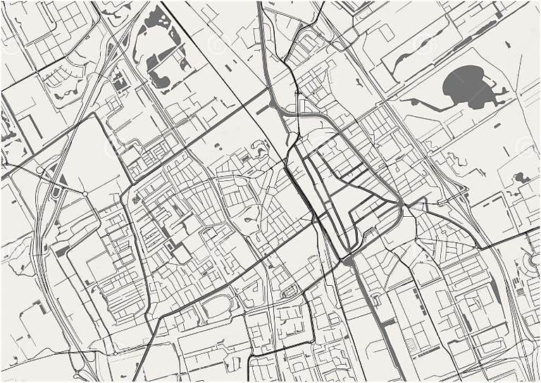 Map of the City of Delft, Netherlands Stock Vector - Illustration of ...