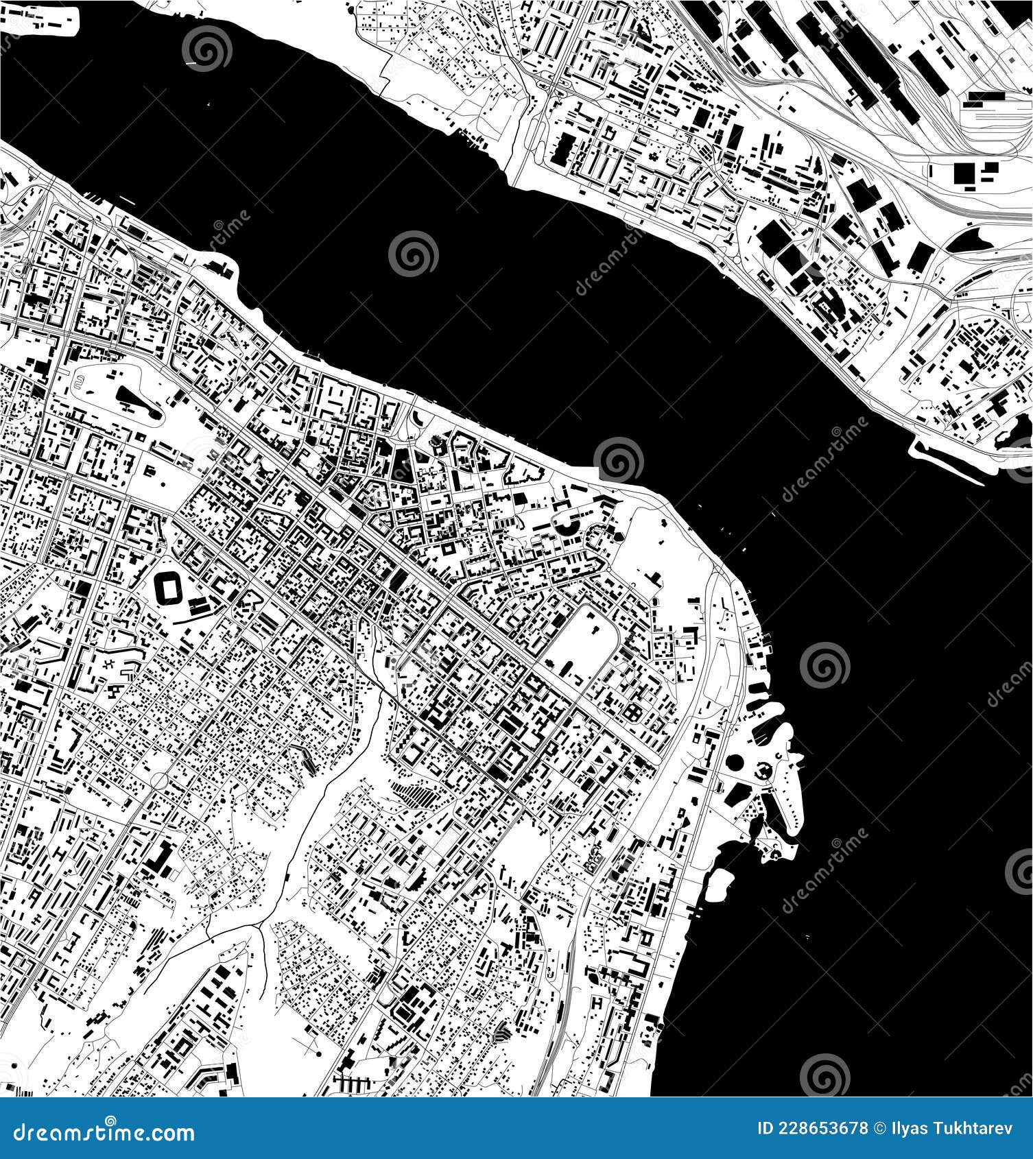 Map of the City of Dnipro, Ukraine Stock Photo - Image of monochrome ...