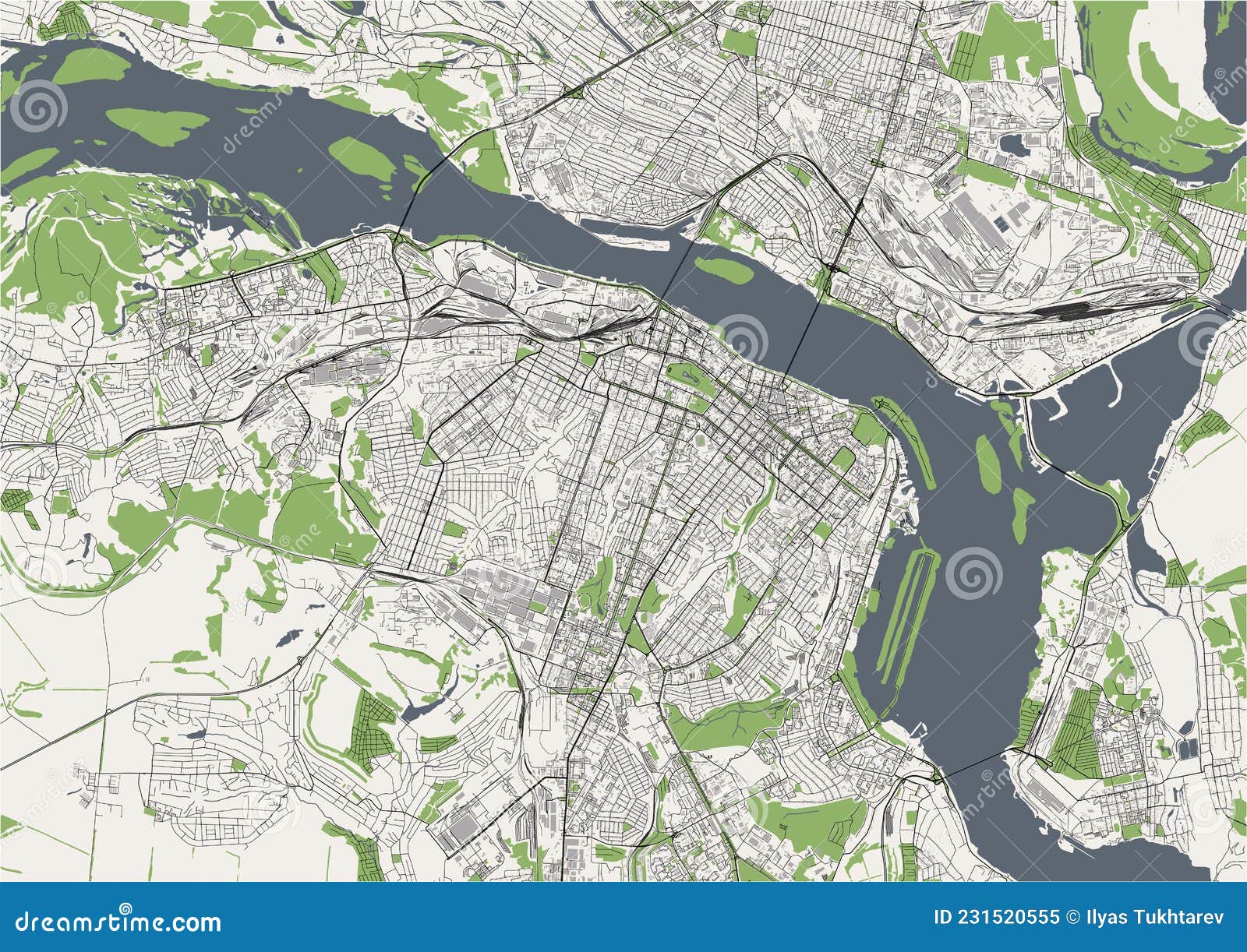 Map of the City of Dnipro, Ukraine Stock Vector - Illustration of ...