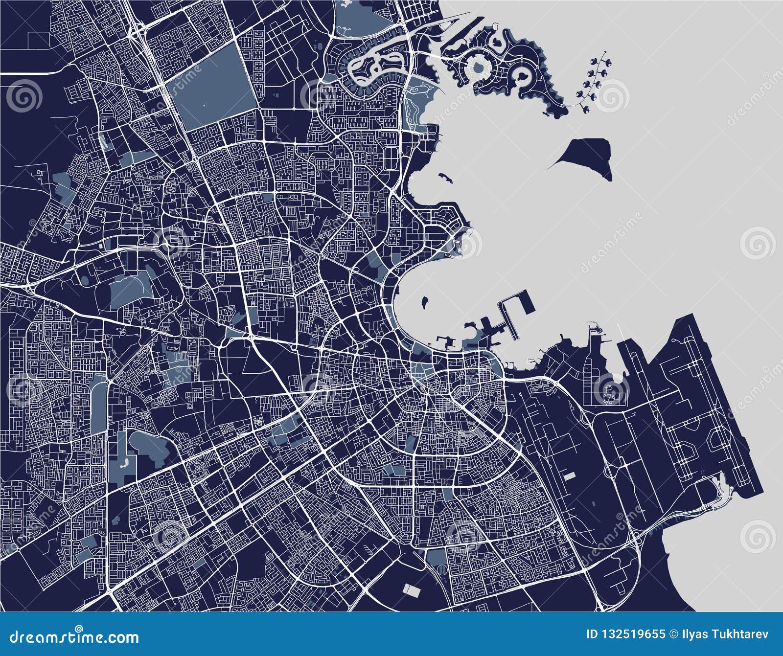 Map Of Hamad Town Geometric With Outline Modern Design Template, World ...