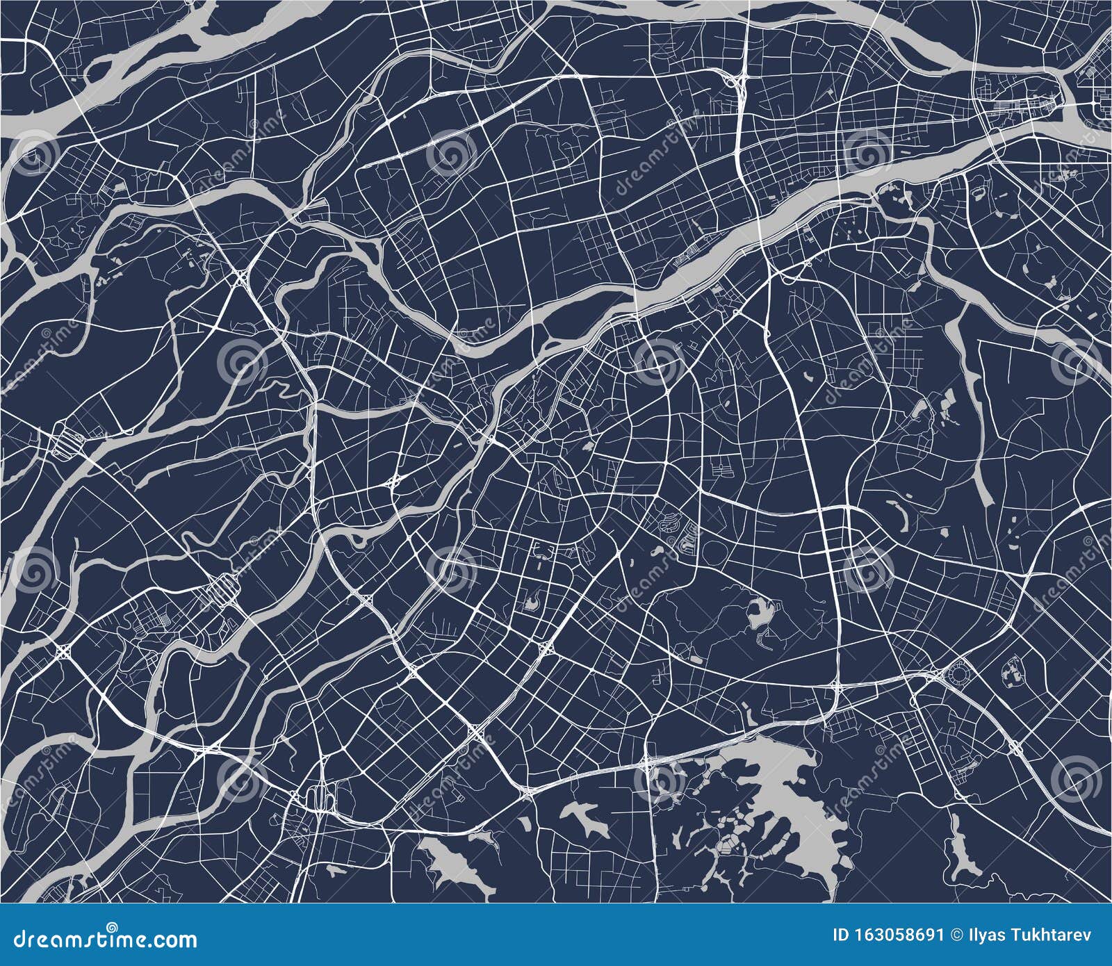 Map of the City of Dongguan, China Stock Illustration - Illustration of ...