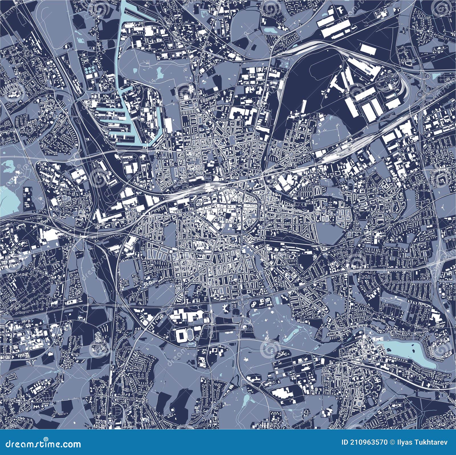 Map of the City of Dortmund, Germany Stock Vector - Illustration of ...