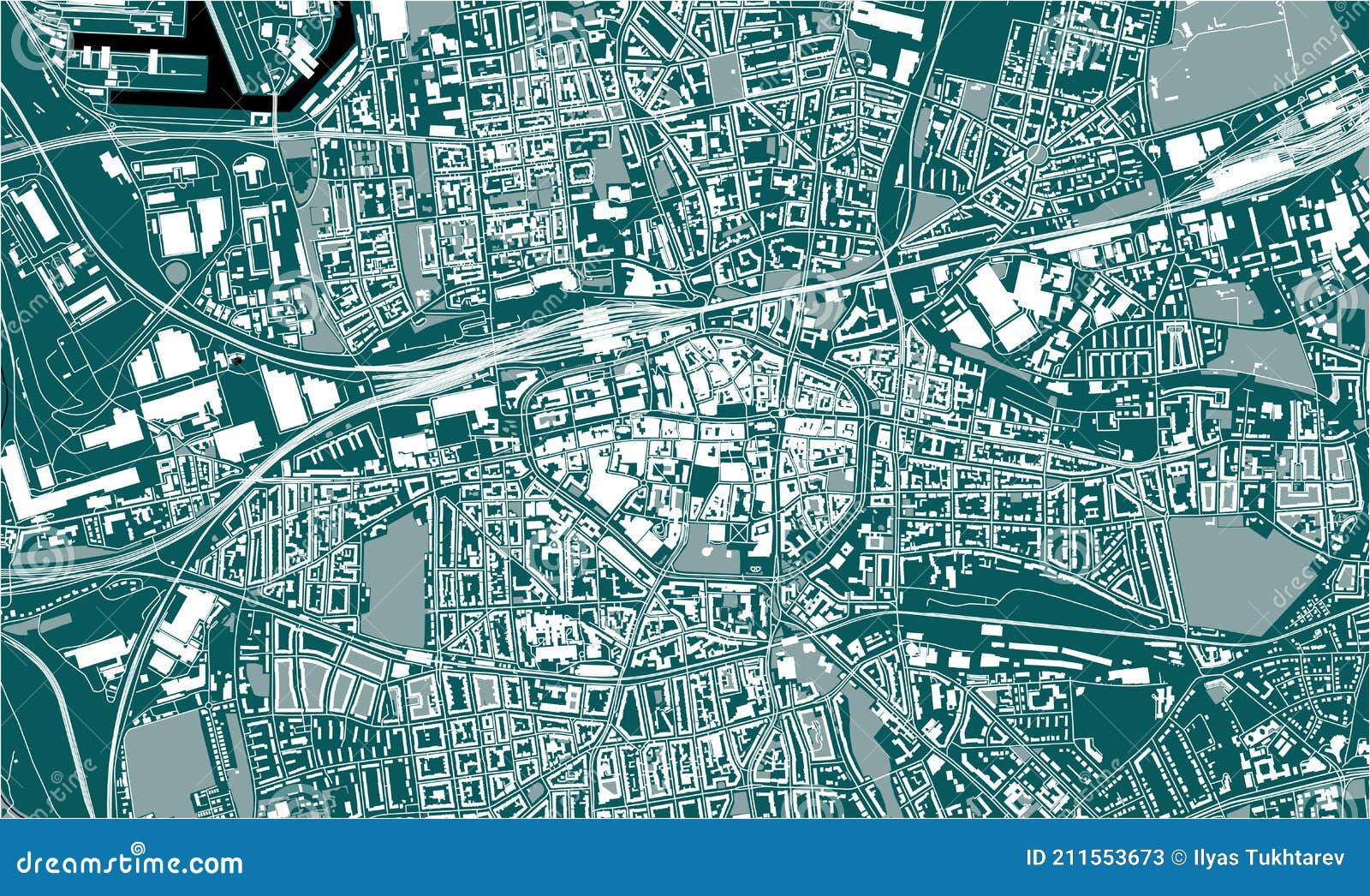 Map of the City of Dortmund, Germany Stock Illustration - Illustration ...