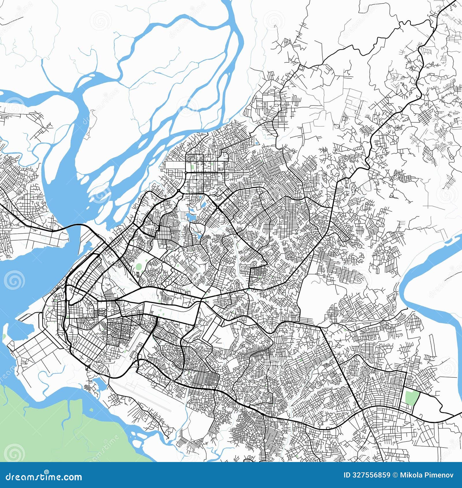 A Map of the City of Douala. Stock Illustration - Illustration of ...