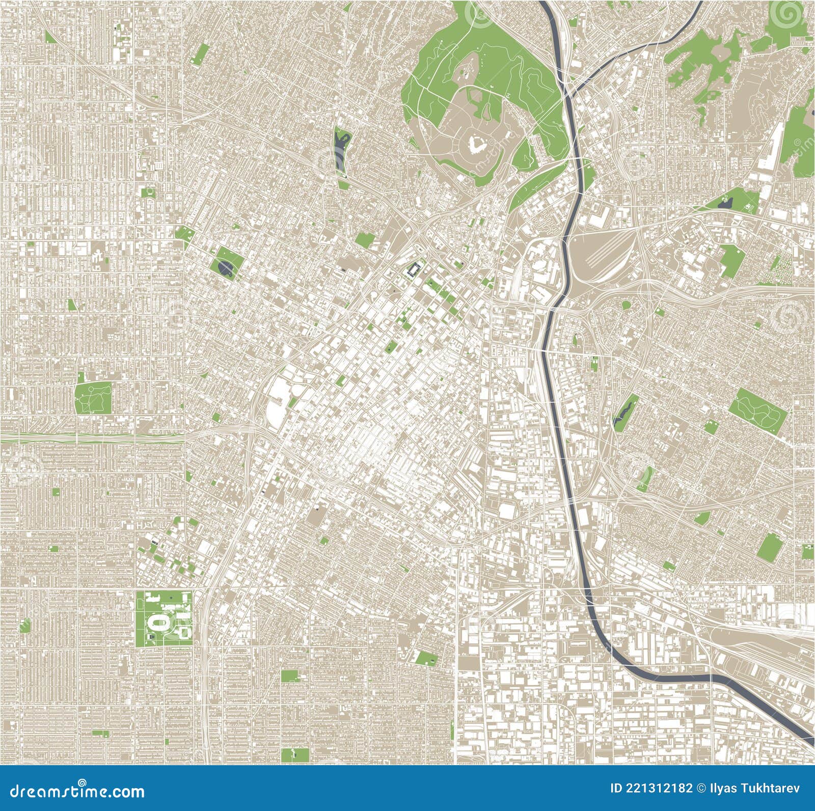 Map of the City of Downtown Los-Angeles, USA Stock Vector ...