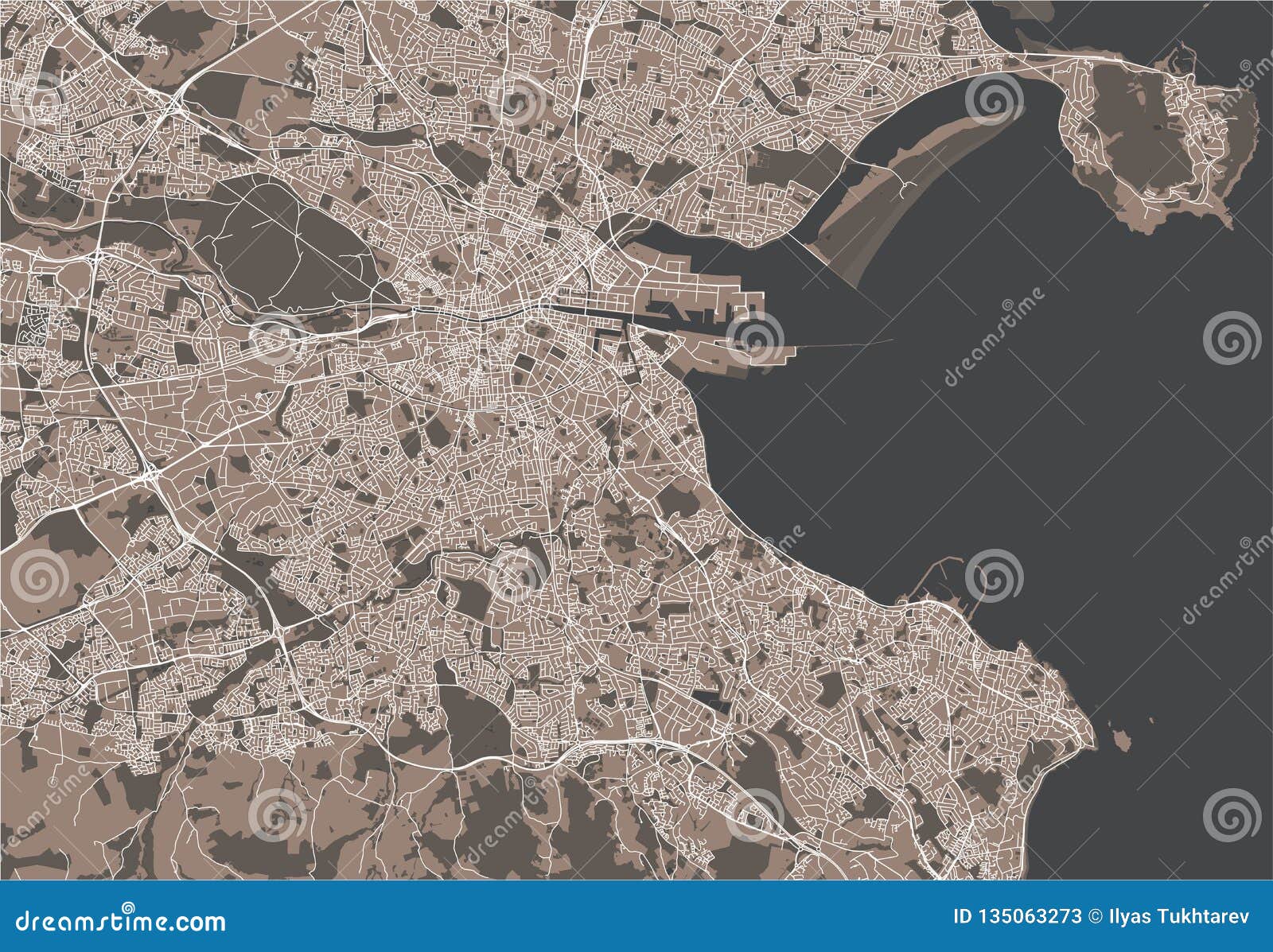Map of the City of Dublin, Ireland Stock Vector - Illustration of city ...