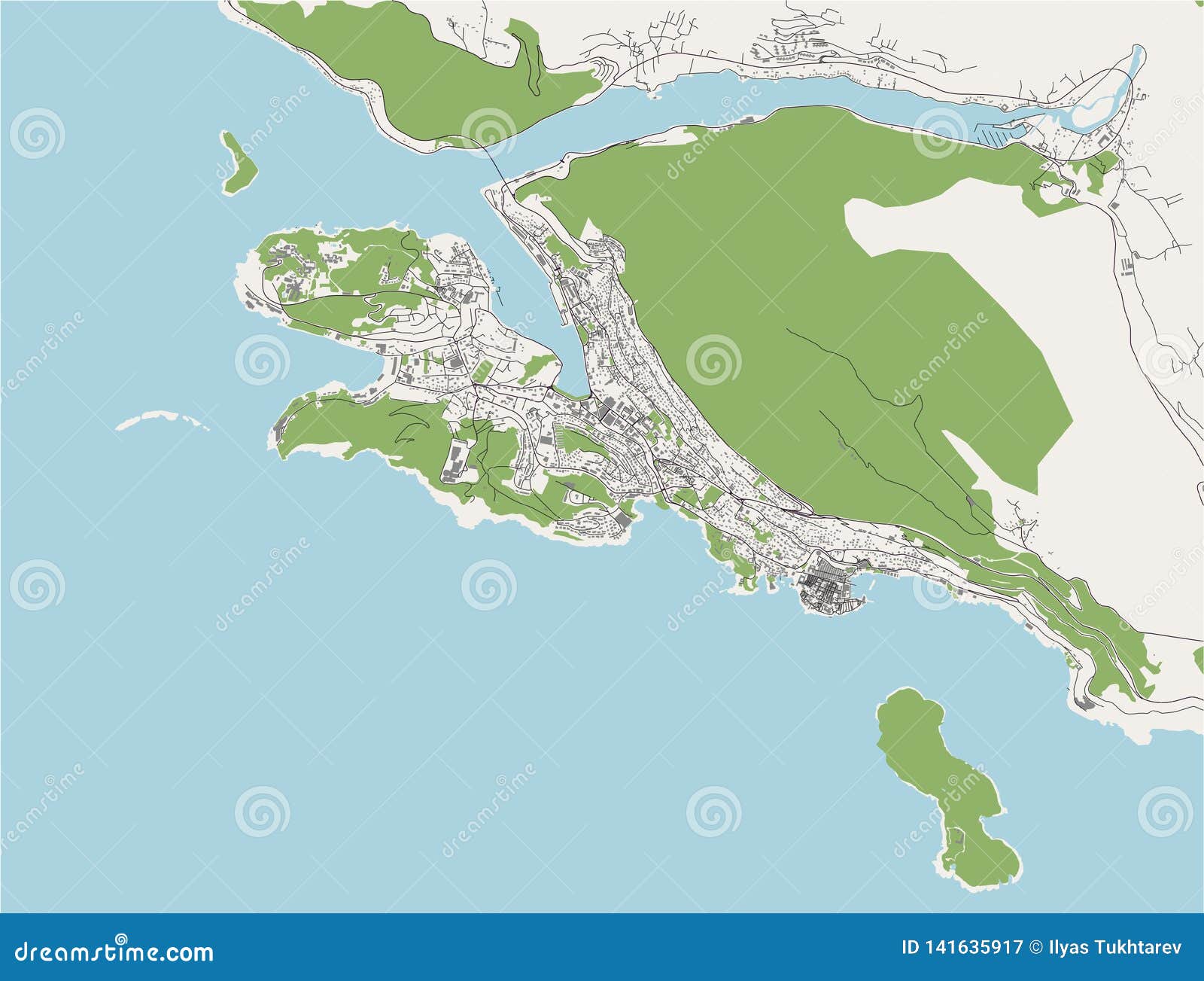 Map of the City of Dubrovnik, Croatia Stock Illustration - Illustration ...