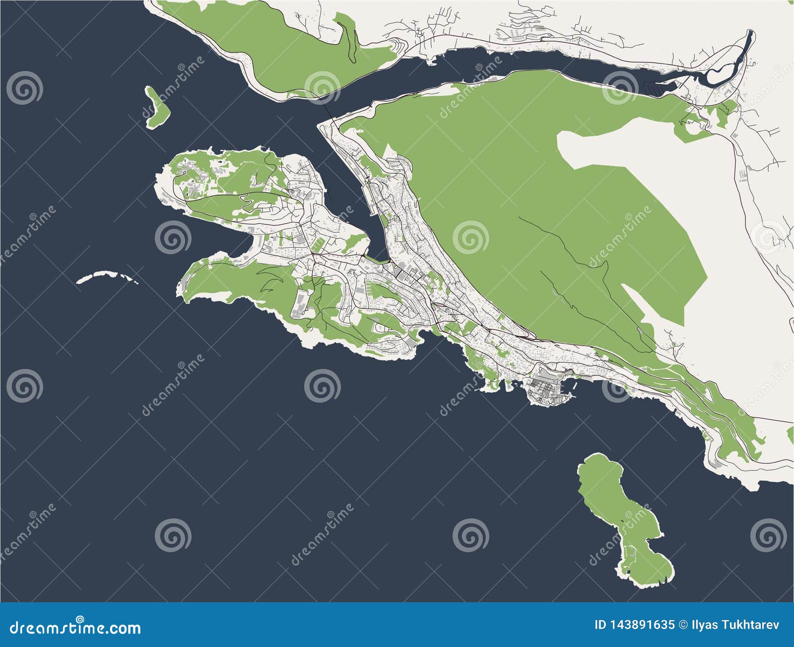 Map of the City of Dubrovnik, Croatia Stock Vector - Illustration of ...