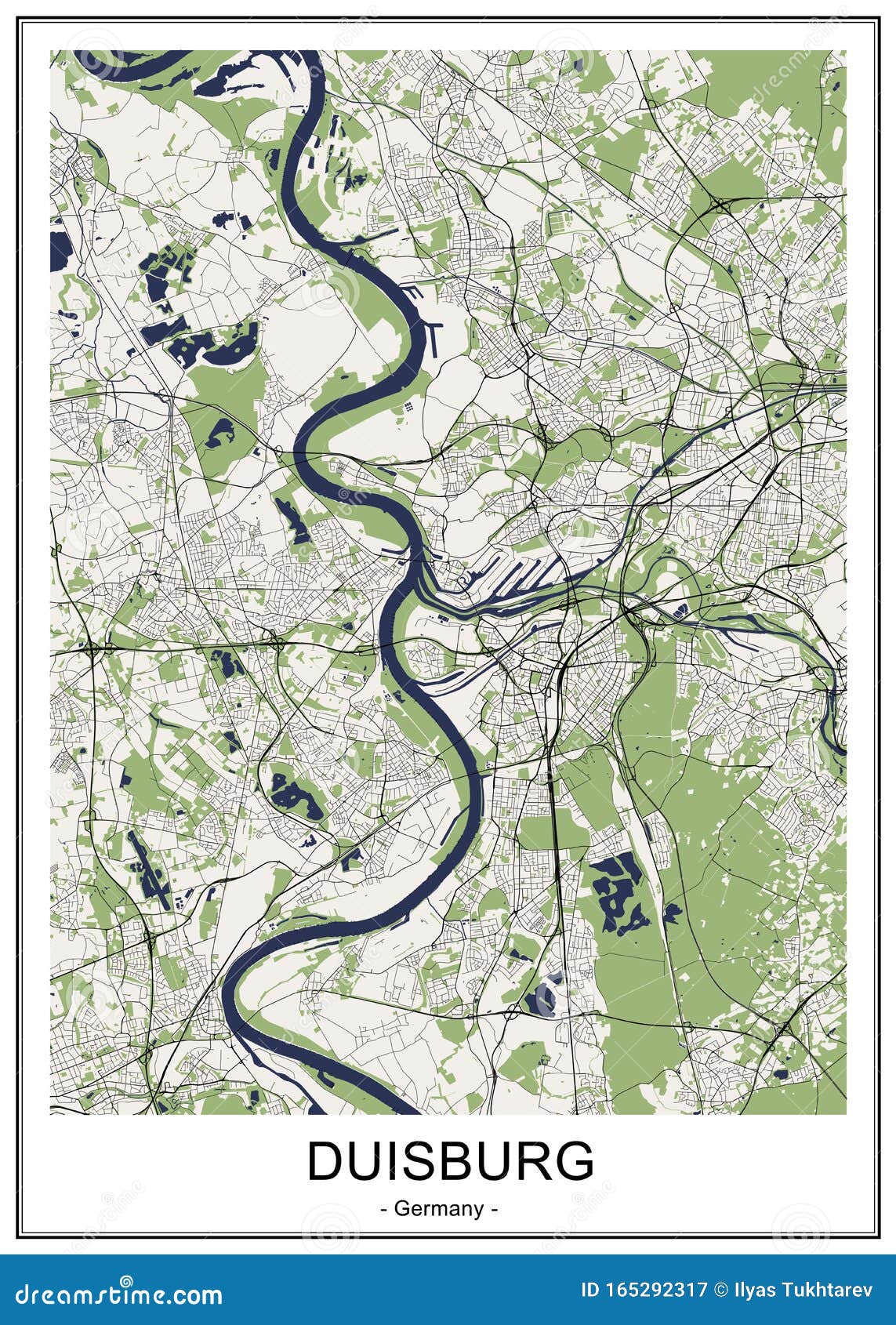 Map of the City of Duisburg, Germany Stock Illustration - Illustration ...