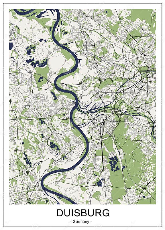 Map of the City of Duisburg, Germany Stock Illustration - Illustration ...