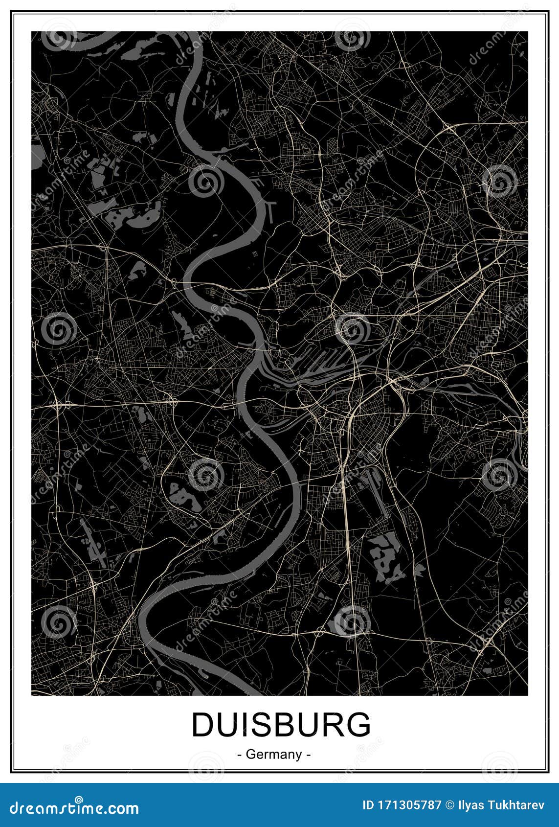 Map of the City of Duisburg, Germany Stock Image - Image of ...