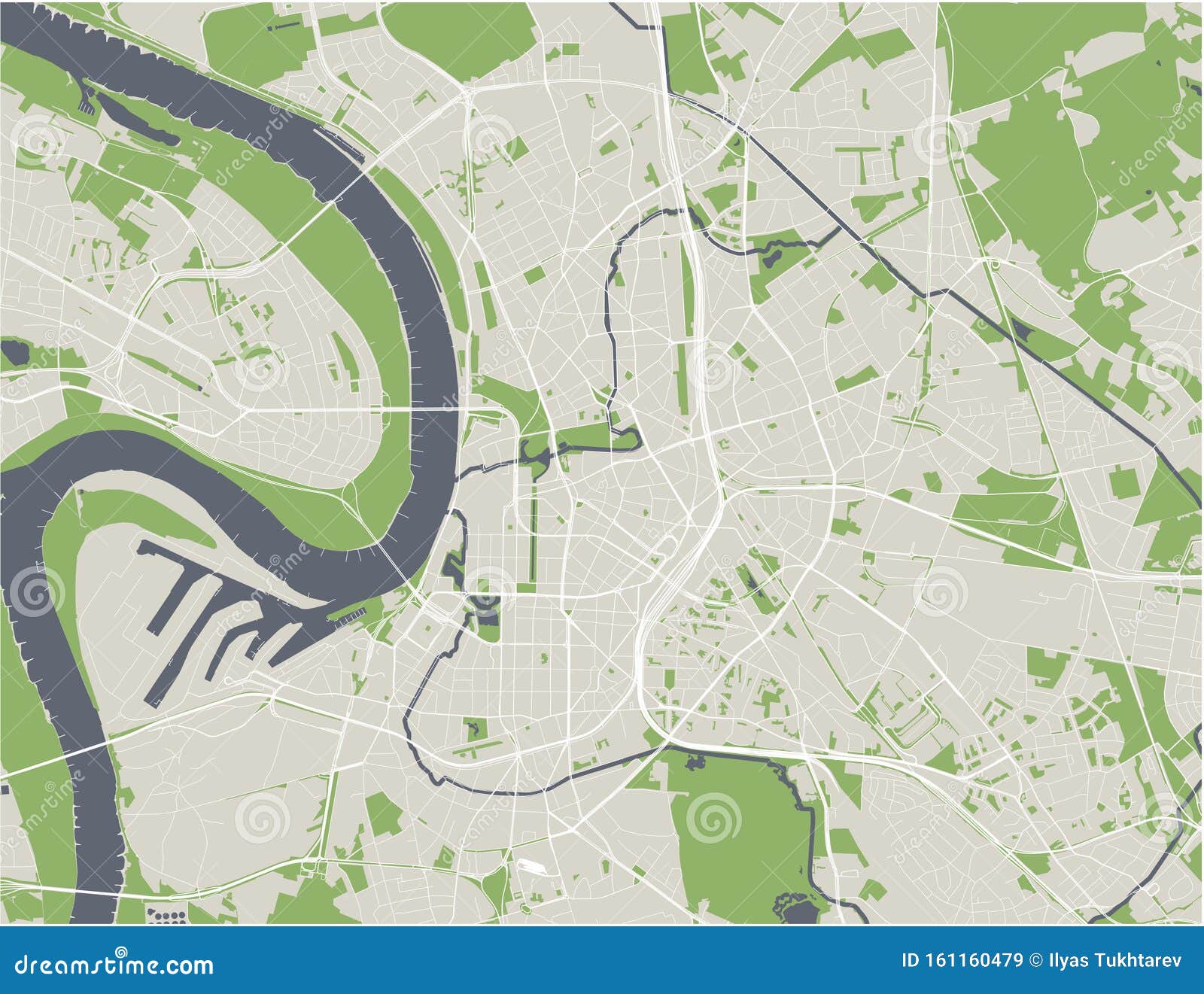 Map of the City of Dusseldorf, Germany Stock Vector - Illustration of ...
