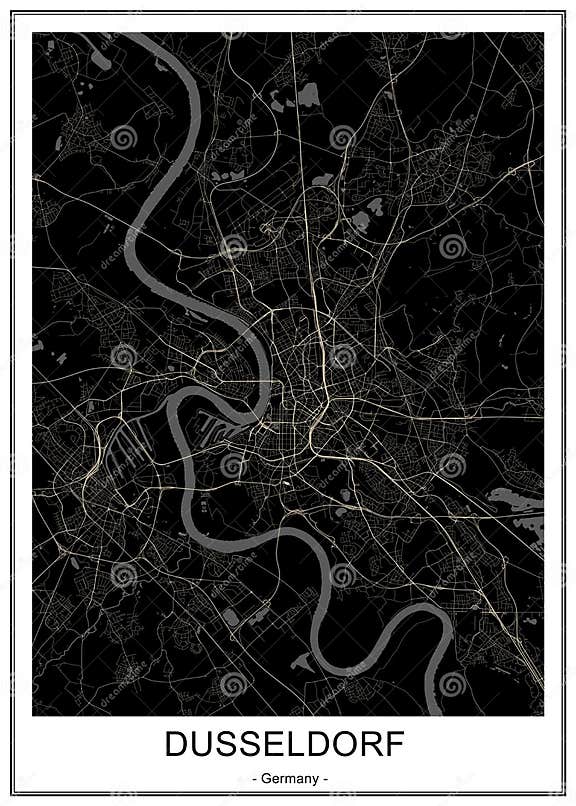 Map of the City of Dusseldorf, Germany Stock Illustration ...