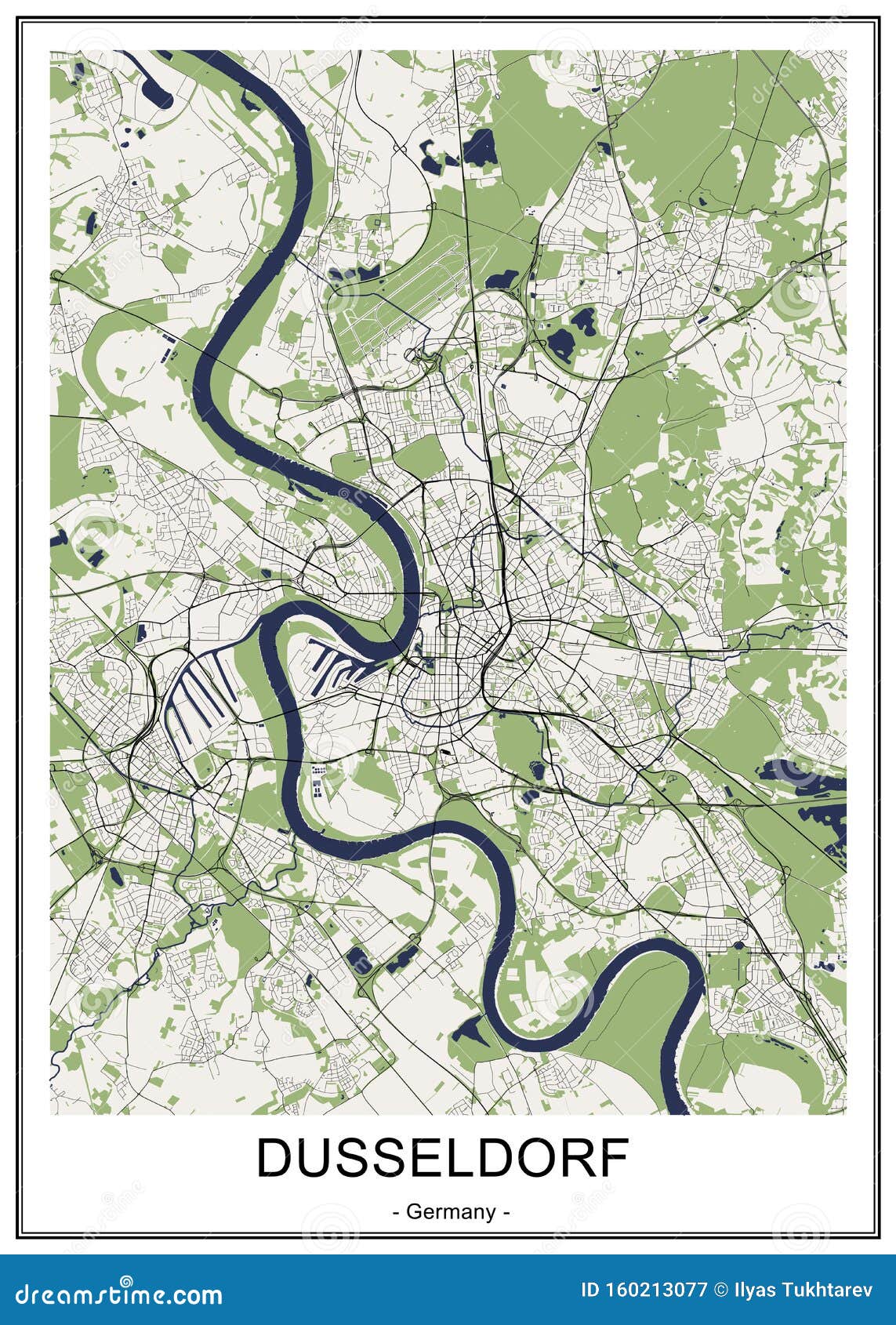 Map of the City of Dusseldorf, Germany Stock Illustration ...
