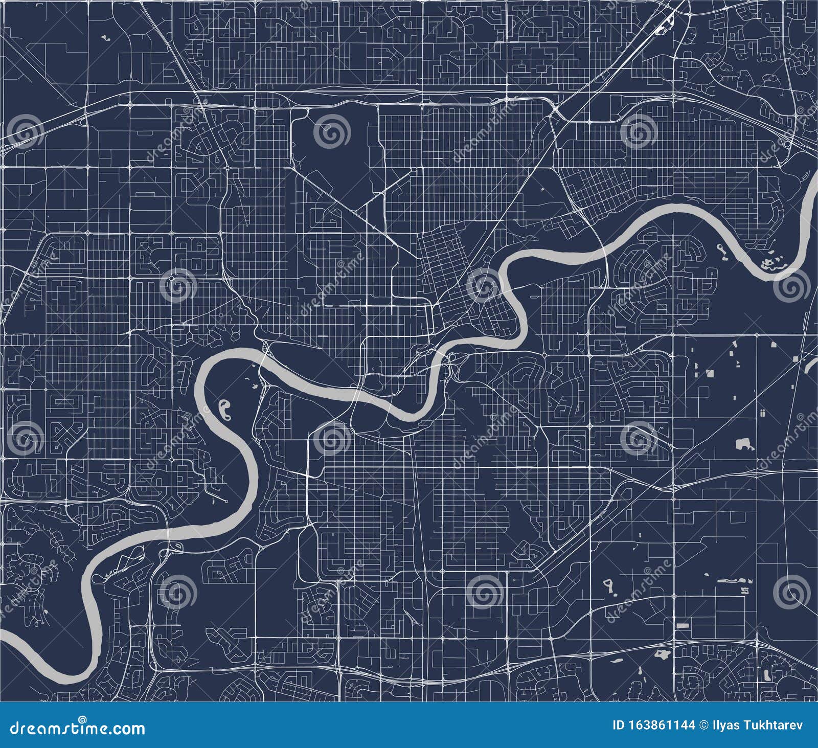 Map of the City of Edmonton, Canada Stock Illustration - Illustration ...