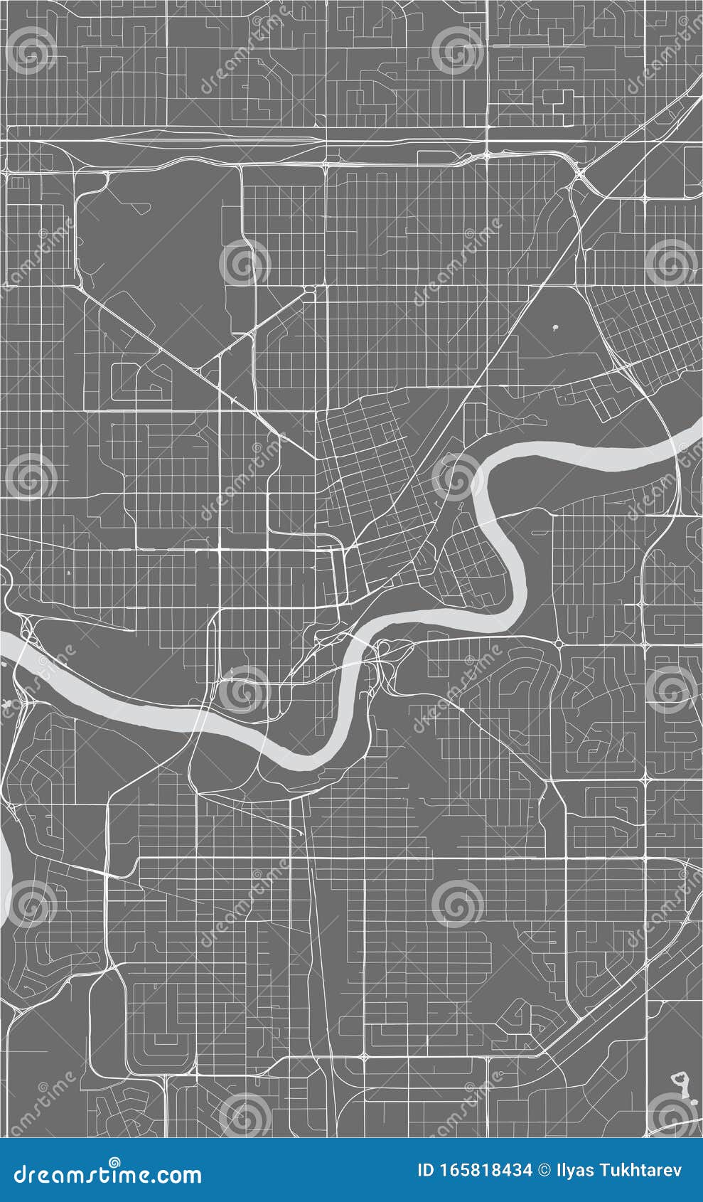 Map of the City of Edmonton, Canada Stock Illustration - Illustration ...