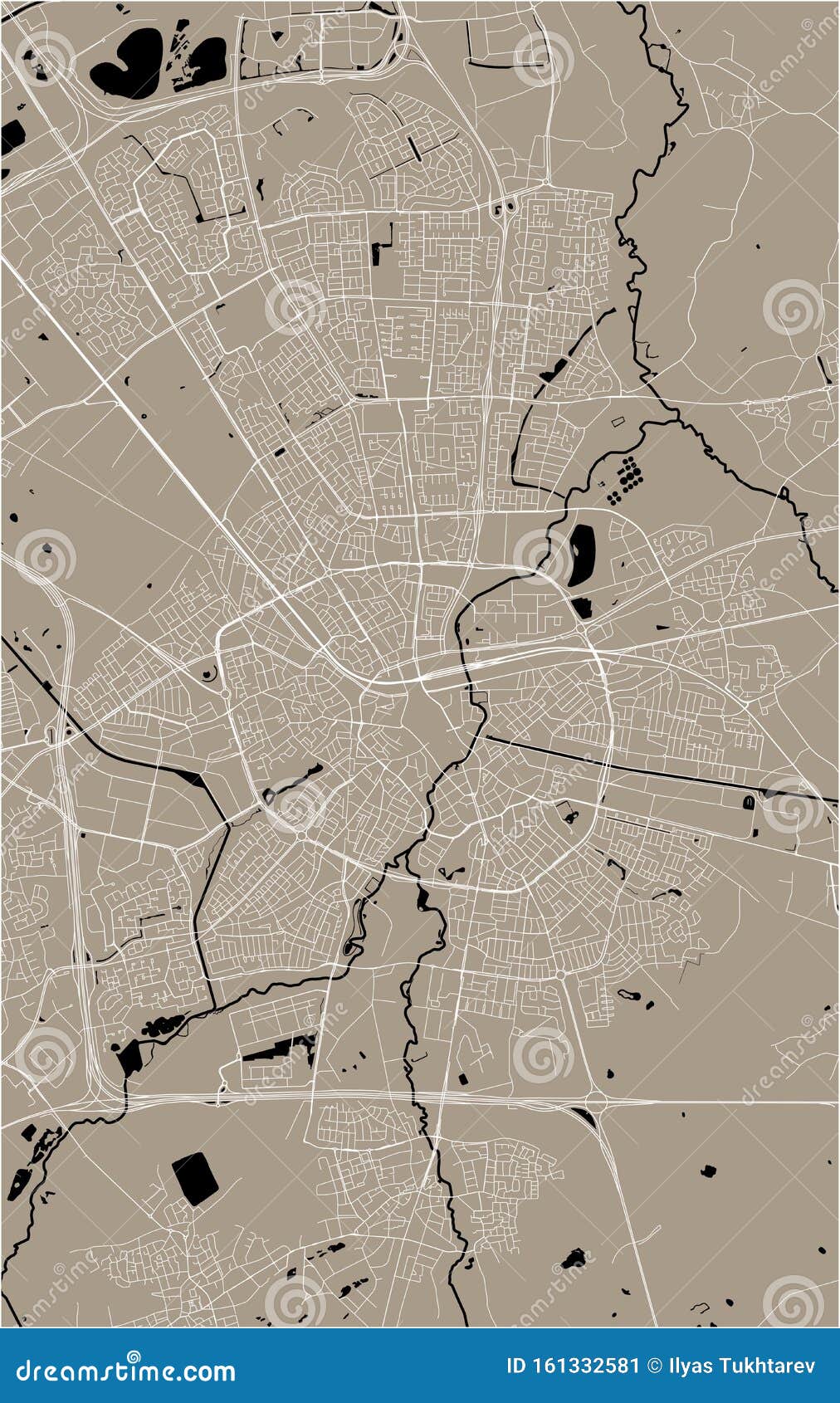 Map of the City of Eindhoven, Netherlands Stock Illustration ...