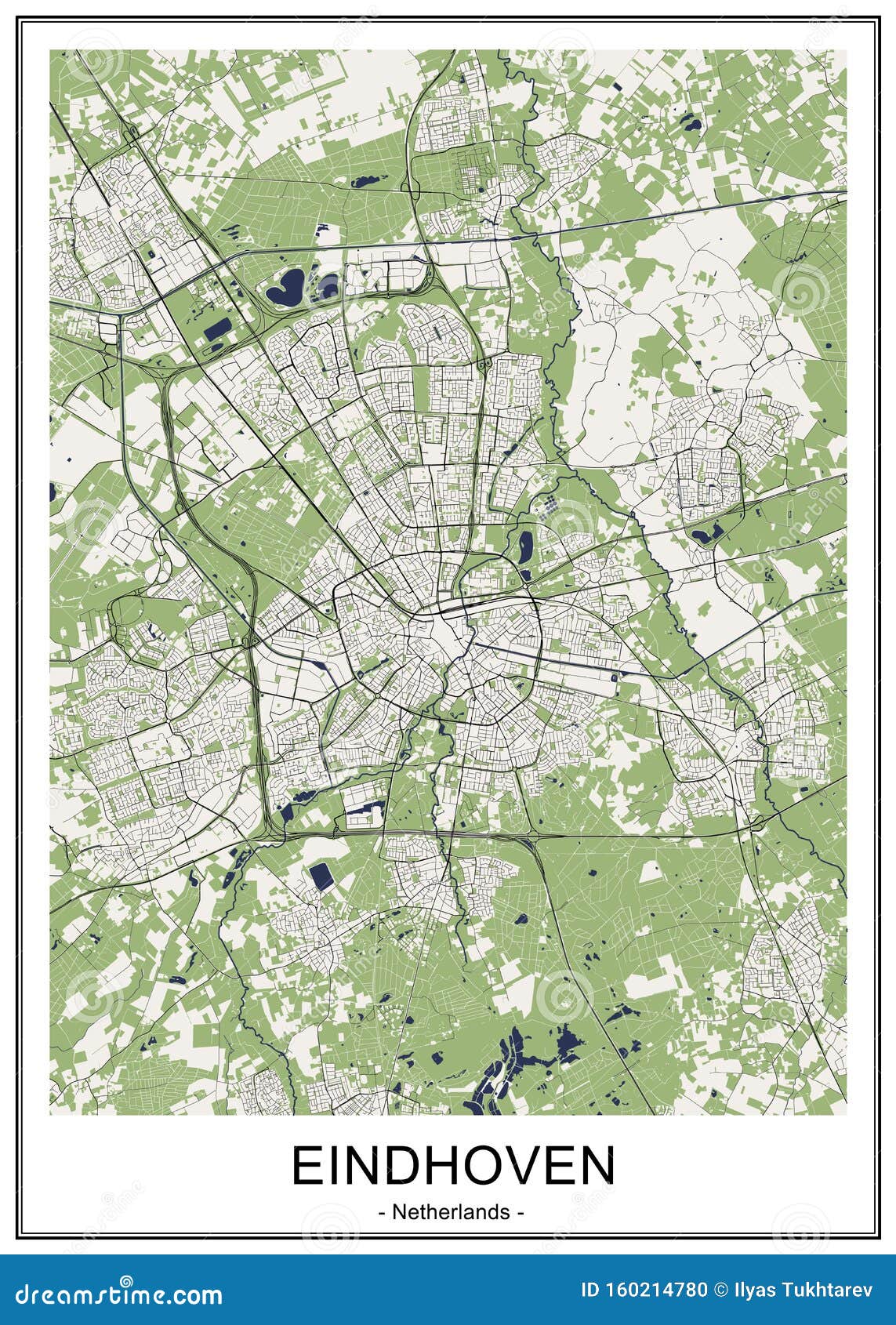 Map of the City of Eindhoven, Netherlands Stock Illustration ...