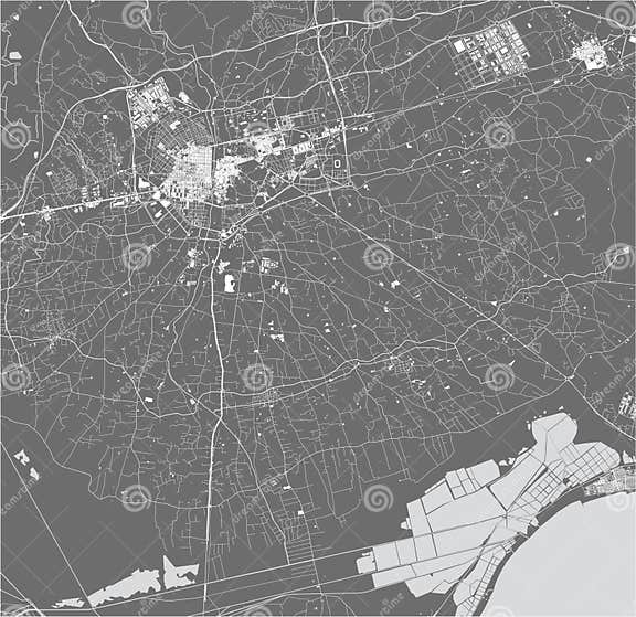 Map of the City of Elche, Spain Stock Illustration - Illustration of ...