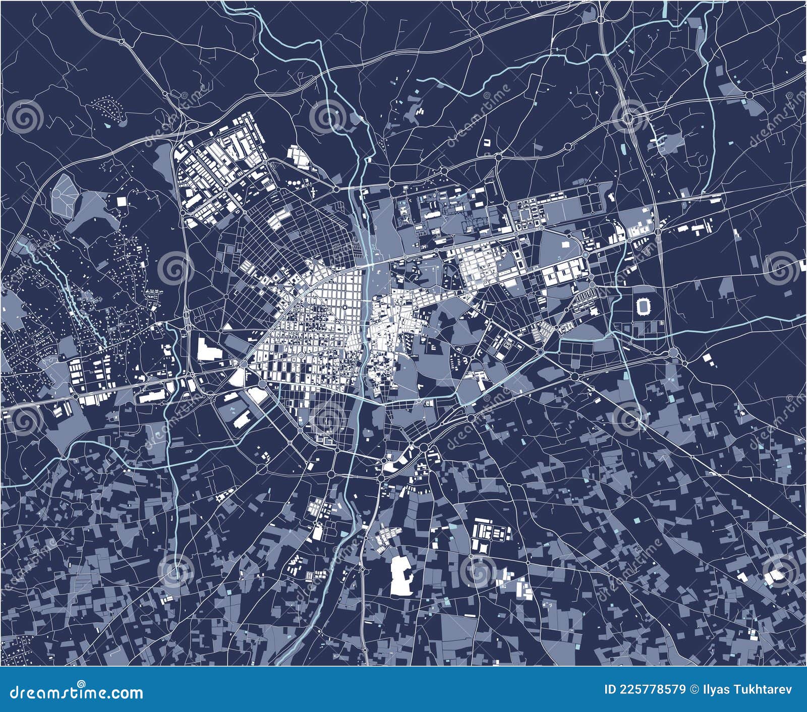 Map of the City of Elche, Spain Stock Illustration - Illustration of ...