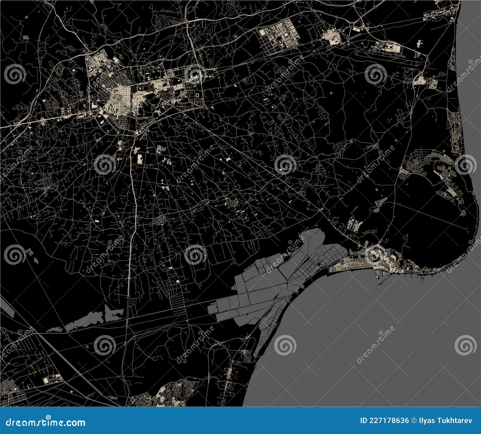 Map of the City of Elche, Spain Stock Vector - Illustration of ...