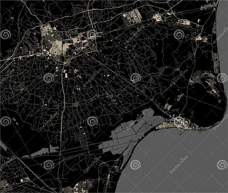 Map of the City of Elche, Spain Stock Vector - Illustration of ...