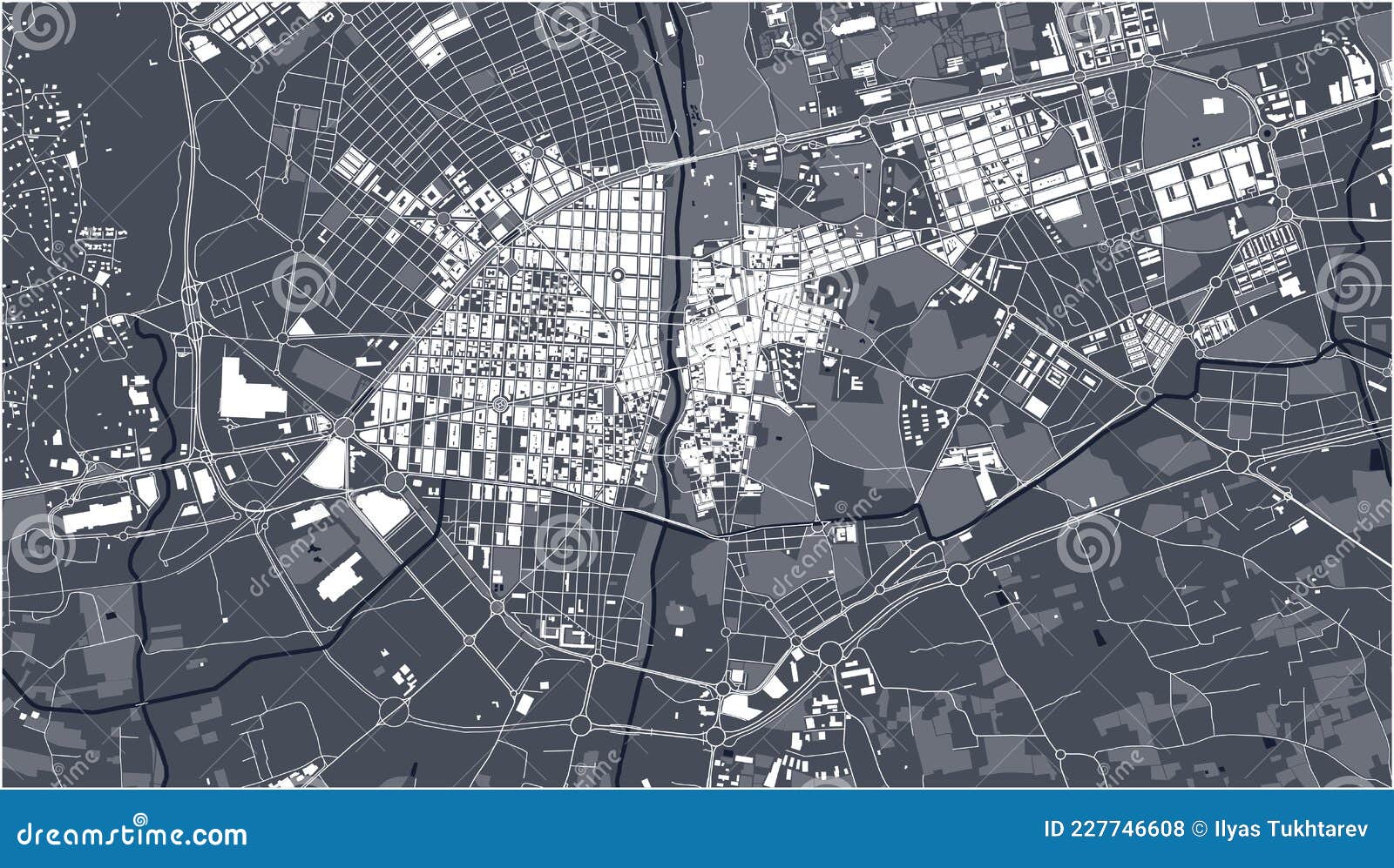 Map of the City of Elche, Spain Stock Illustration - Illustration of ...
