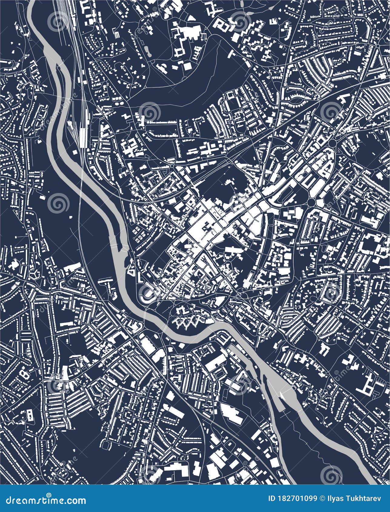 Map of the City of Exeter, England, UK Stock Vector - Illustration of ...