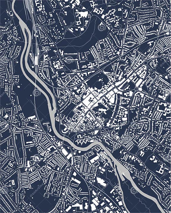 Map of the City of Exeter, England, UK Stock Vector - Illustration of ...