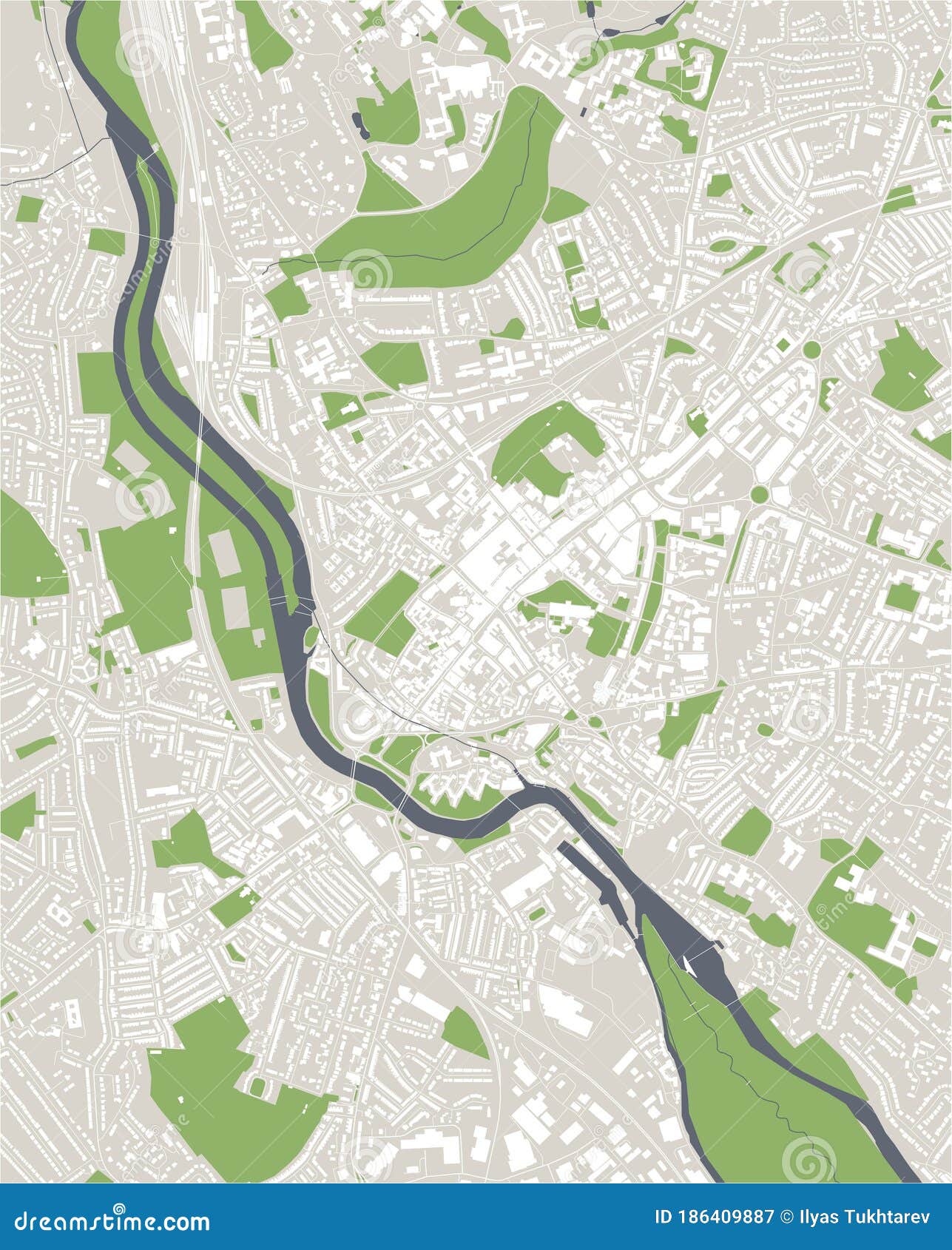 Map of the City of Exeter, England, UK Stock Vector - Illustration of ...