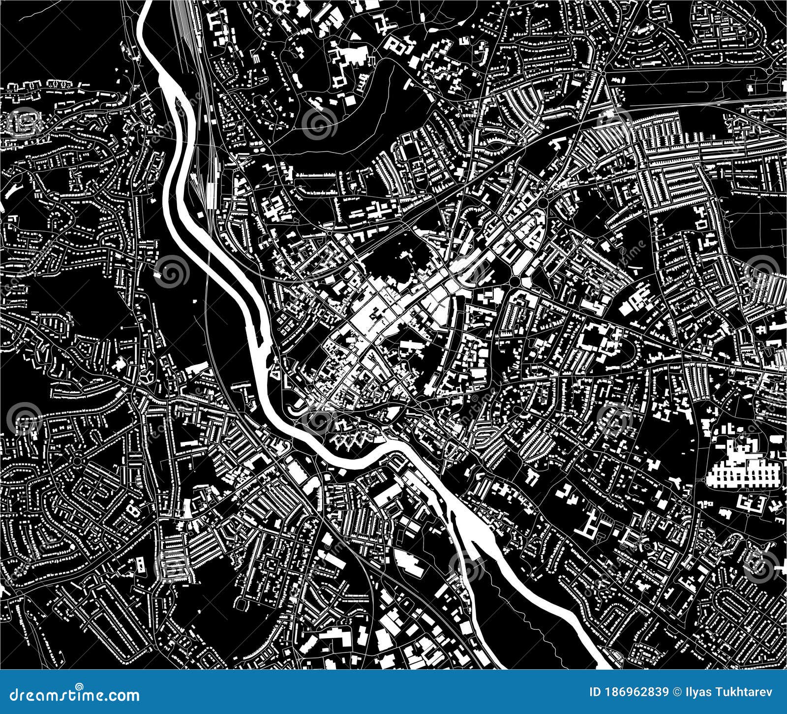 Map of the City of Exeter, England, UK Stock Illustration ...