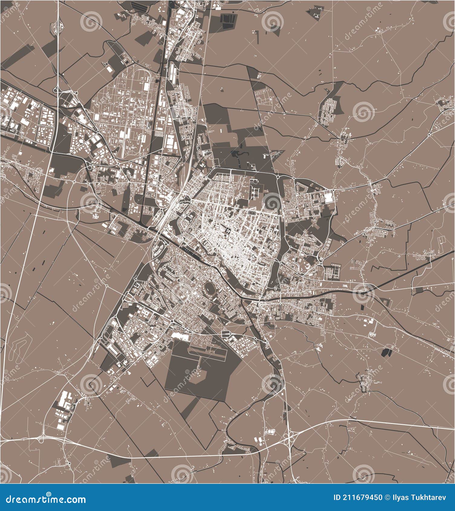 Map of the City of Ferrara, Italy Stock Vector - Illustration of ...