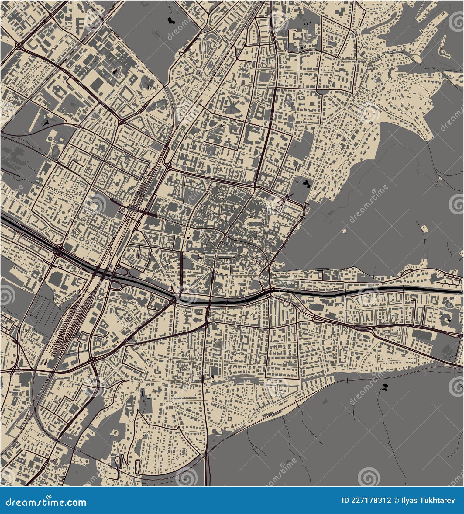 Map of the City of Freiburg Im Breisgau, Germany Stock Illustration ...