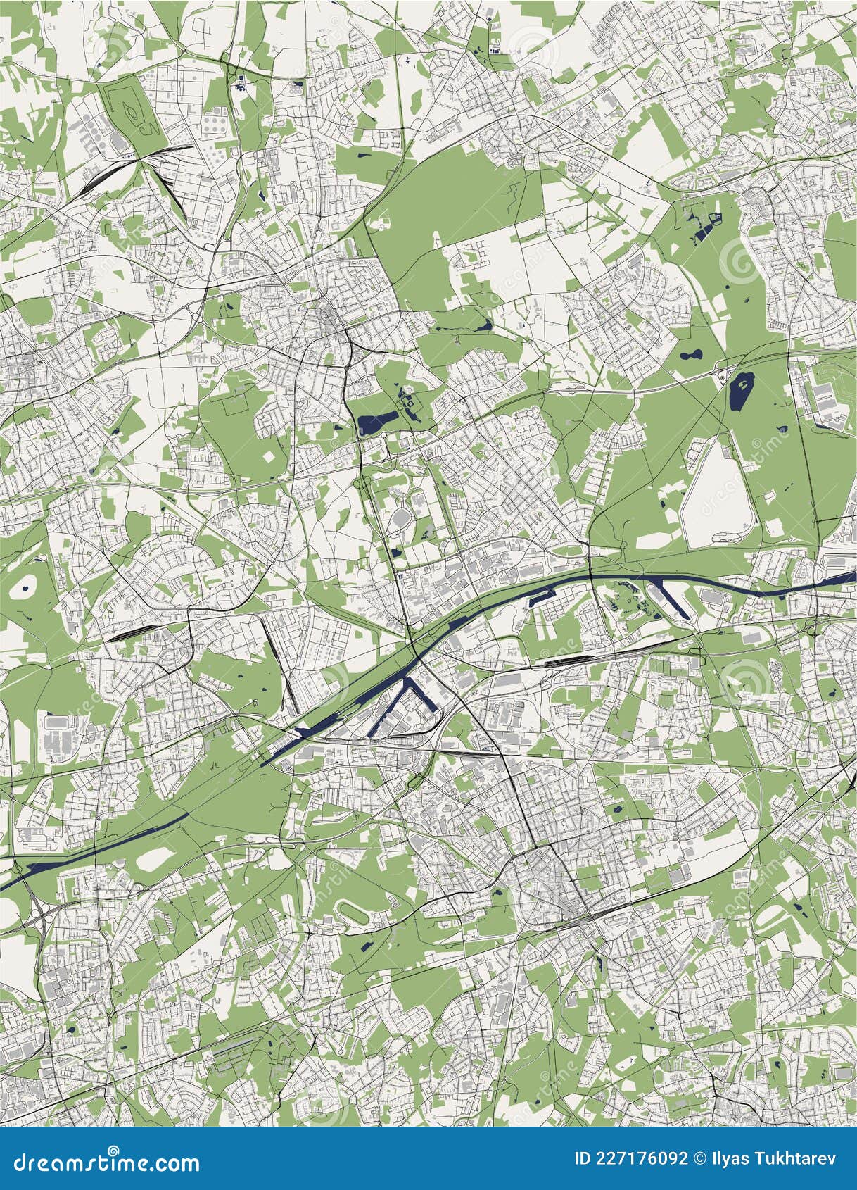 Map of the City of Gelsenkirchen, Germany Stock Vector - Illustration ...