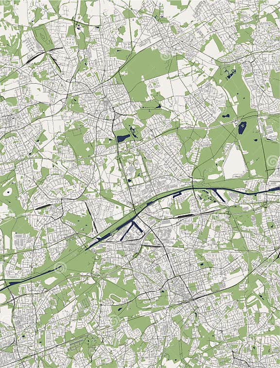 Map of the City of Gelsenkirchen, Germany Stock Vector - Illustration ...