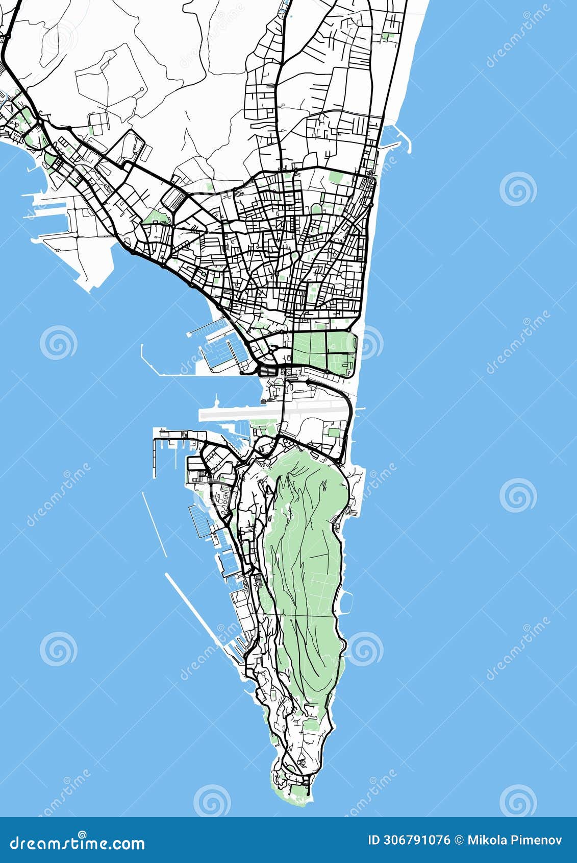 Map of the City of Gibraltar. Stock Illustration - Illustration of ...