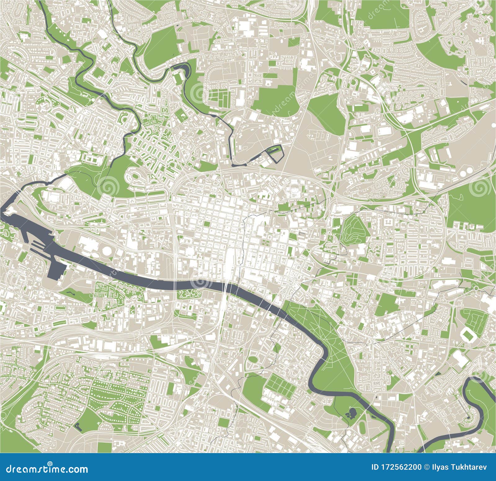 Map of the City of Glasgow, Scotland, UK Stock Vector - Illustration of ...
