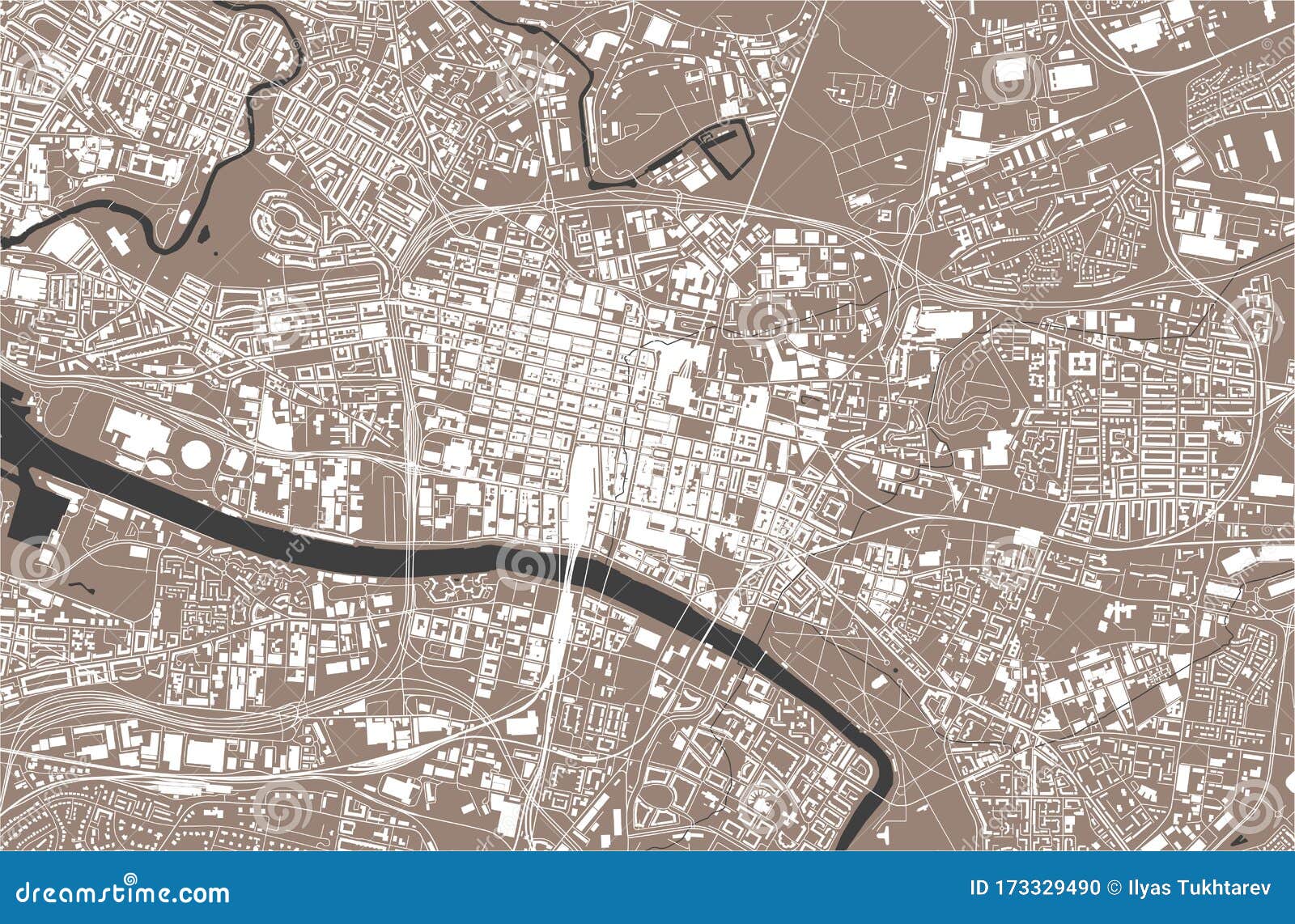 Map of the City of Glasgow, Scotland, UK Stock Illustration ...