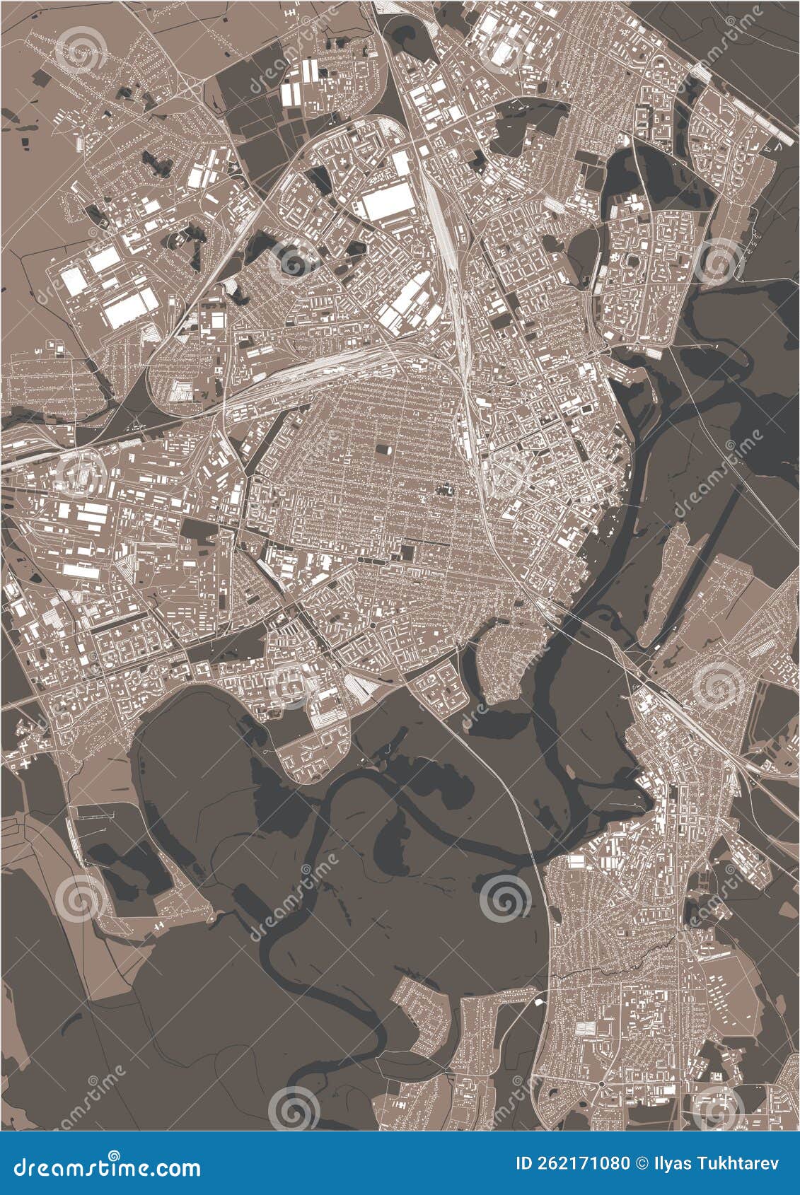 Map of the City of Gomel, Belarus Stock Vector - Illustration of land ...