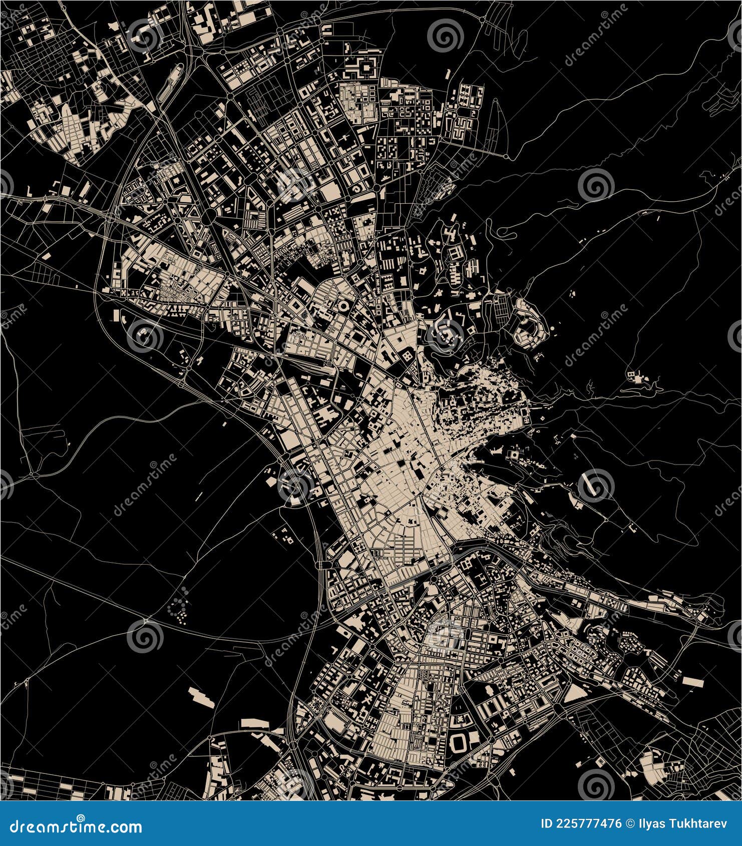 Map of the City of Granada, Spain Stock Vector - Illustration of ...