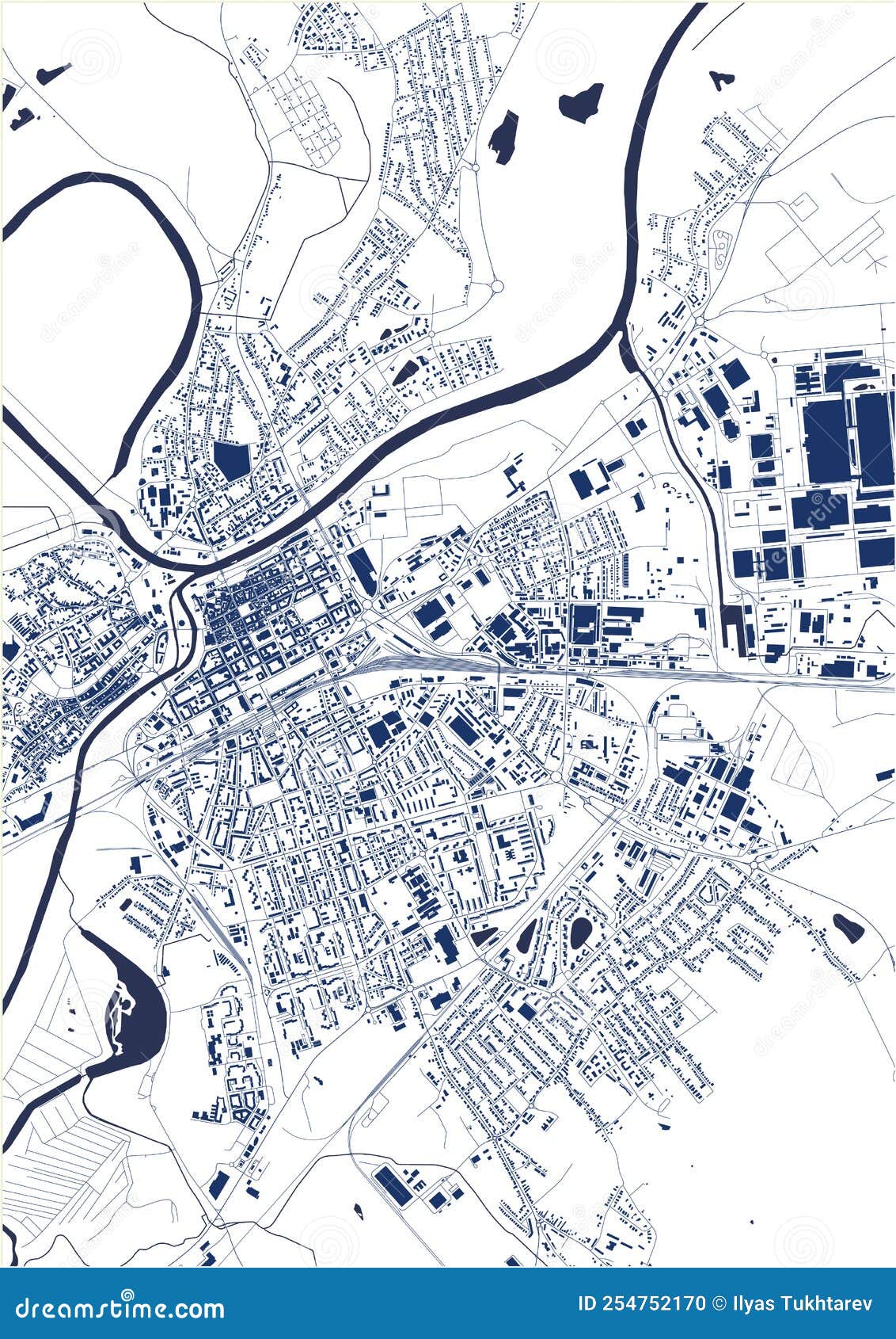 Map of the City of Gyor, Hungary Stock Vector - Illustration of drawing ...
