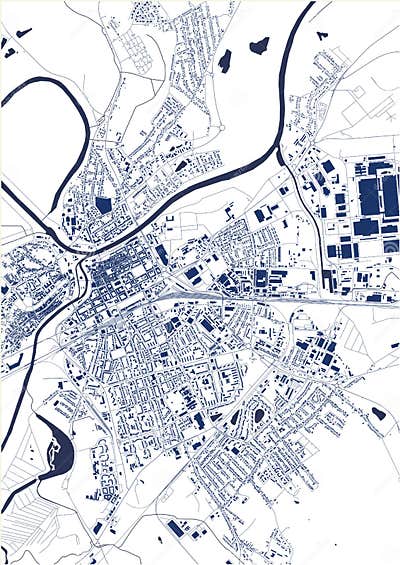Map of the City of Gyor, Hungary Stock Vector - Illustration of drawing ...