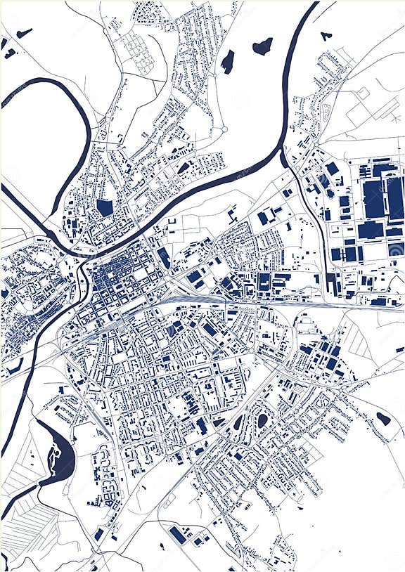 Map of the City of Gyor, Hungary Stock Vector - Illustration of drawing ...