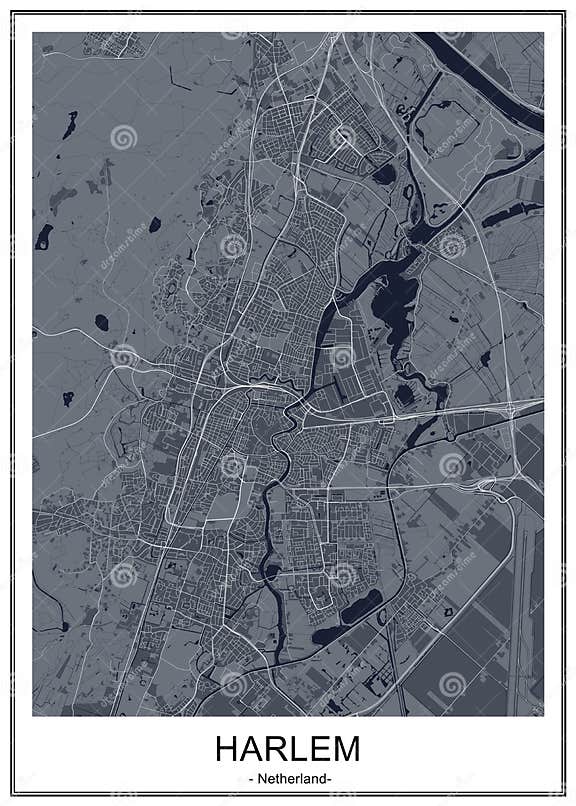 Map of the City of Haarlem, Netherlands Stock Illustration ...