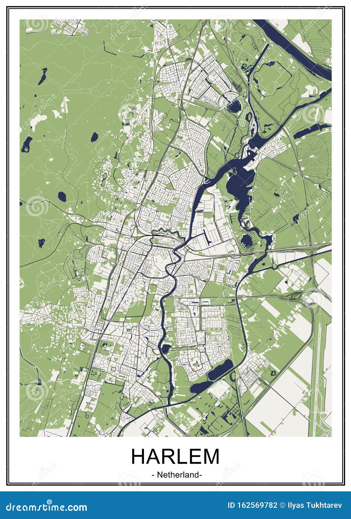 Map of the City of Haarlem, Netherlands Stock Illustration ...