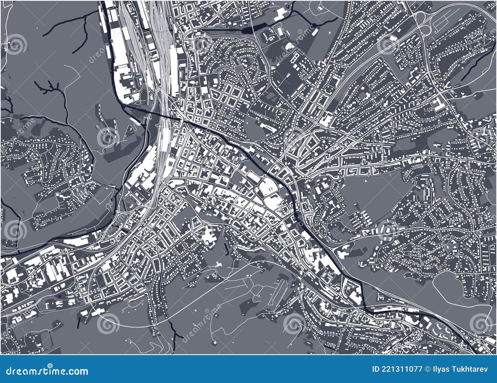 Map of the City of Hagen, Germany Stock Vector - Illustration of ...