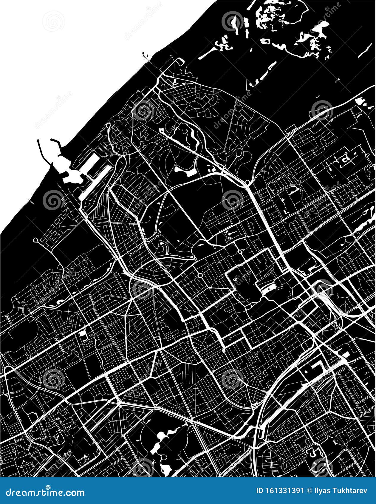 Map of the City of the Hague, Den Haag, Netherlands Stock Illustration ...